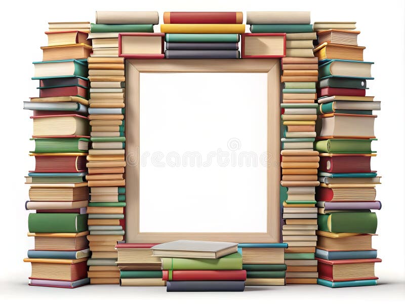 Elegant Book Stack Background Frame for Custom Titles: a Vector ...