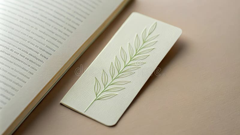Elegant Bookmark Design with a Simple Branch Motif on a Neutral ...
