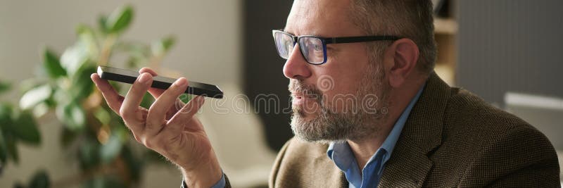 Elegant Boss Recording Voice Message Stock Image - Image of corporate ...