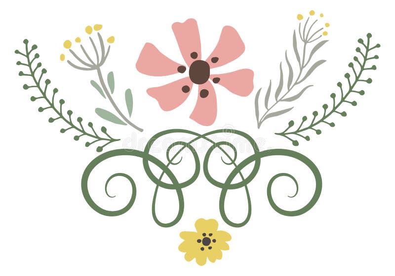 Ornate Botanical Branch Header. Decorative Floral Element Stock Vector ...