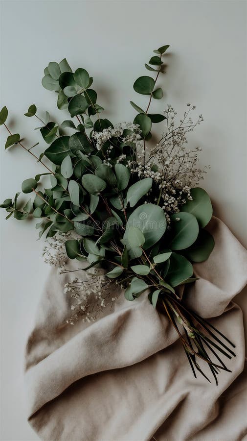 Minimalist Botanical Design with Eucalyptus and Rosemary Stock ...