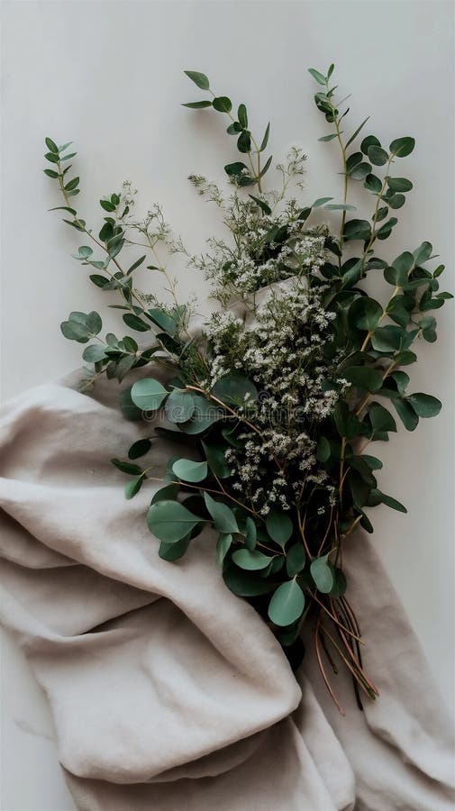 Minimalist Botanical Design with Eucalyptus and Rosemary Stock ...