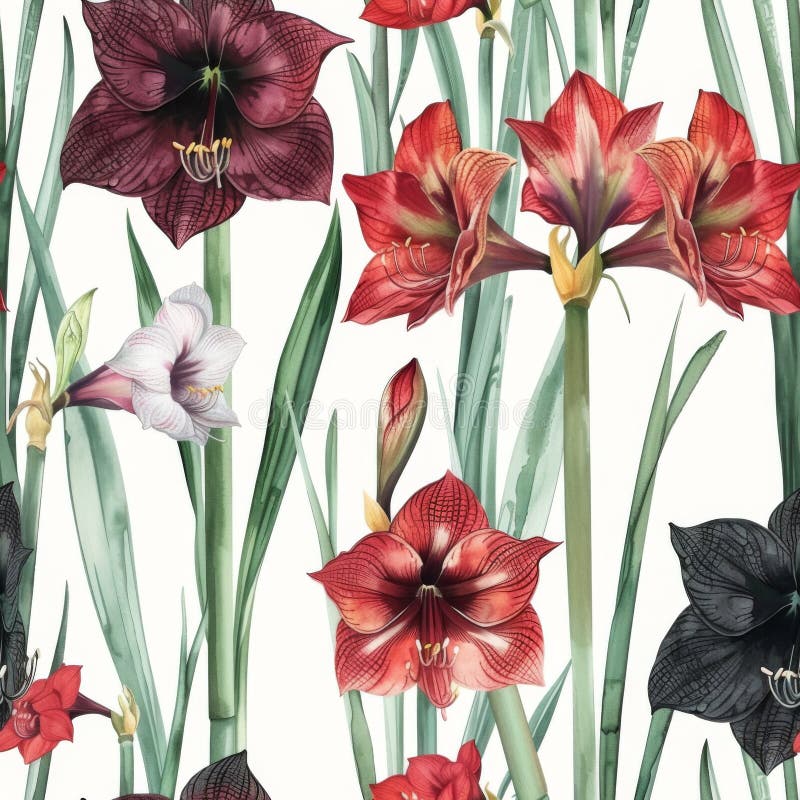 Elegant Botanical Illustration of Various Amaryllis Flowers Stock Image ... Elegant Botanical Illustration of Various Amaryllis Flowers Stock Image ...