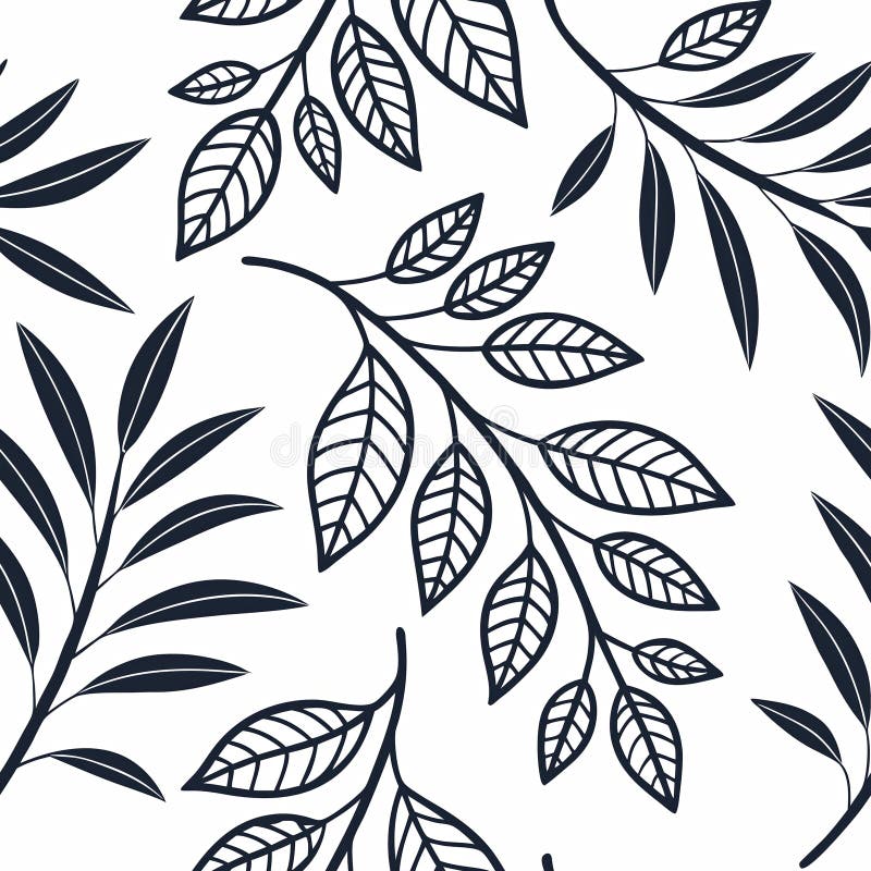 Elegant Botanical Leaf Pattern Design in Monochrome Style Stock Image ...