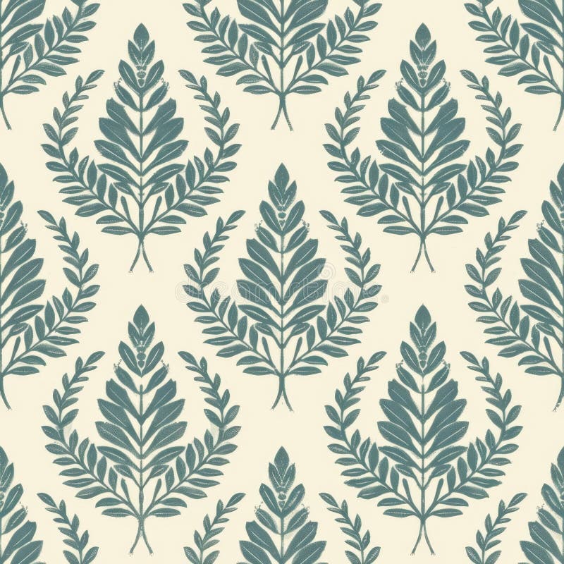 Elegant Botanical Leaves Pattern on Neutral Background Stock Image ...
