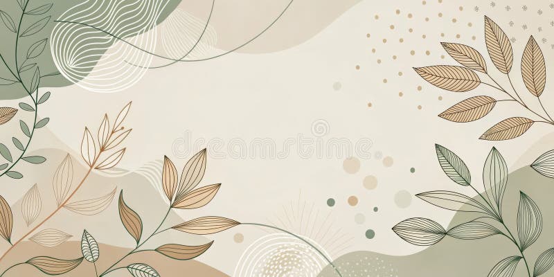 Elegant Botanical Line Art Design with Abstract Shapes and Neutral ...