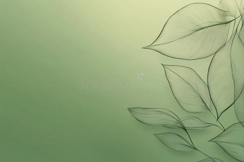 Elegant Botanical Line Art Featuring Subtle Leaf Textures on a Soft ...