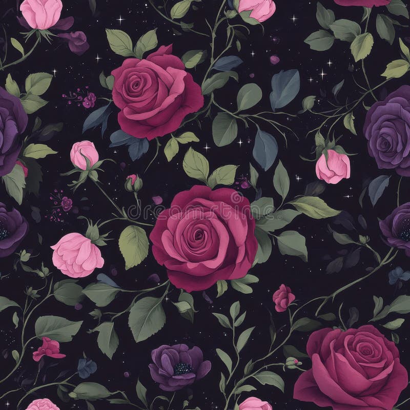 Botanical Pattern with Pastel Colour Leaves and Flowers Stock Photo ...