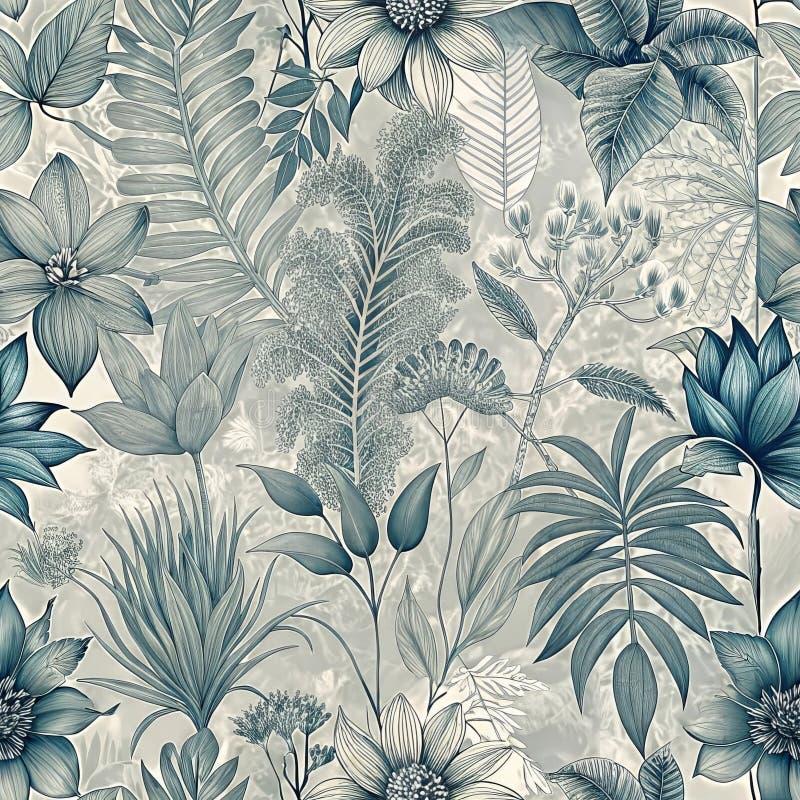 Elegant Botanical Seamless Pattern with Vintage Floral Design Stock ...