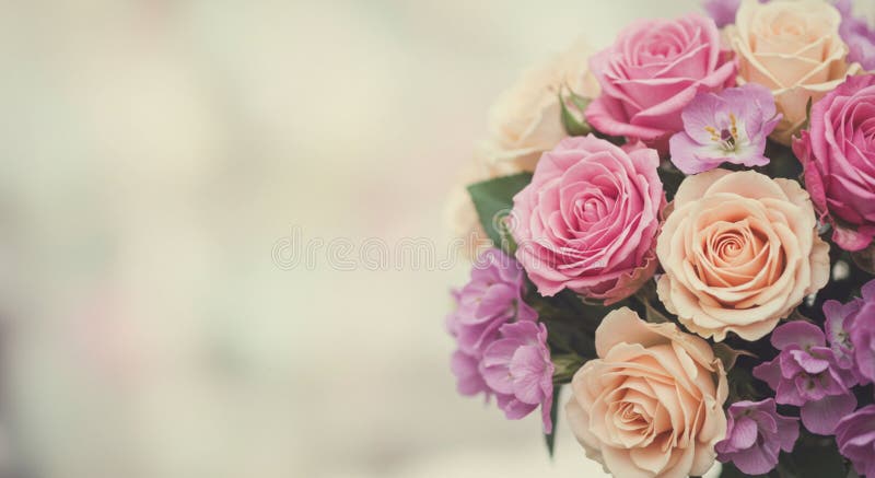 Pastel-Colored Rose Bouquet Stock Illustration - Illustration of nature ...