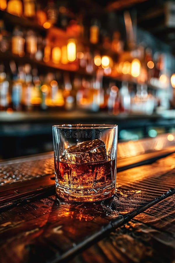 Elegant Bourbon in Glass: Classic Bar Interior Setting Stock Image ...