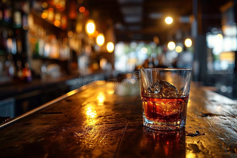 Elegant Bourbon in Glass: Classic Bar Interior Setting Stock Image ...
