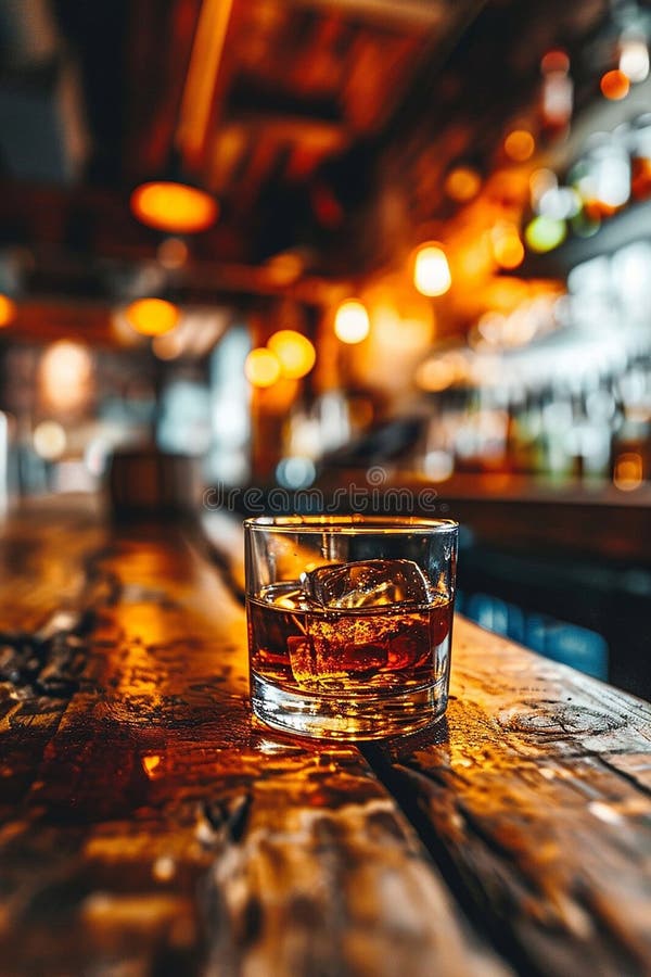 Elegant Bourbon in Glass: Classic Bar Interior Setting Stock ...