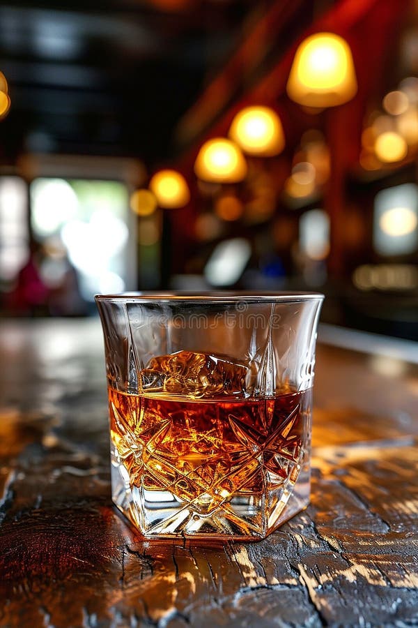 Elegant Bourbon in Glass: Classic Bar Interior Setting Stock ...