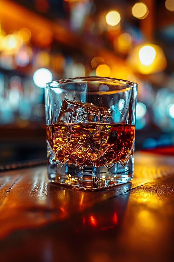 Elegant Bourbon in Glass: Classic Bar Interior Setting Stock ...