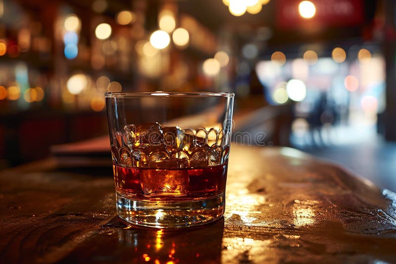 Elegant Bourbon in Glass: Classic Bar Interior Setting Stock ...