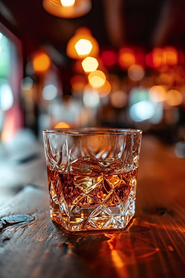 Elegant Bourbon in Glass: Classic Bar Interior Setting Stock ...