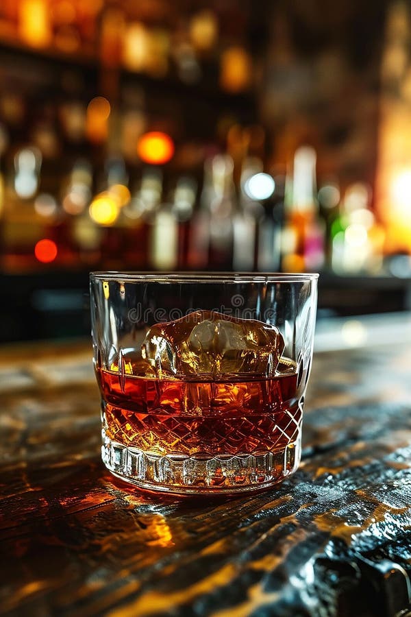 Elegant Bourbon in Glass: Classic Bar Interior Setting Stock ...