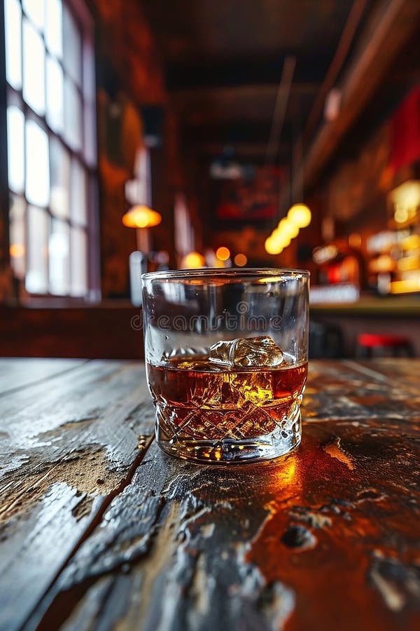 Elegant Bourbon in Glass: Classic Bar Interior Setting Stock ...