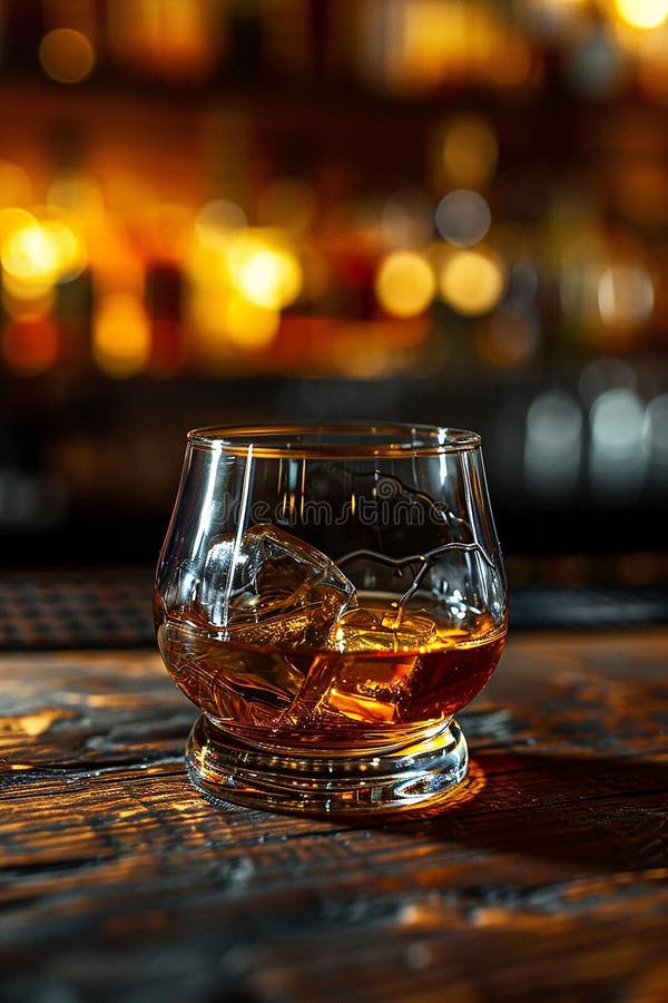Elegant Bourbon in Glass: Classic Bar Interior Setting Stock ...