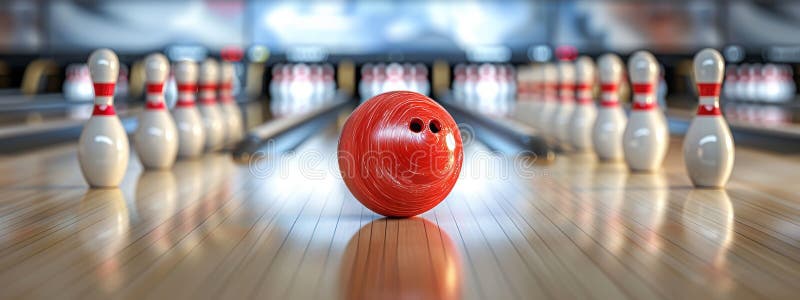 Elegant Bowling Ball in Motion Rolling Towards Pins on Isolated White ...