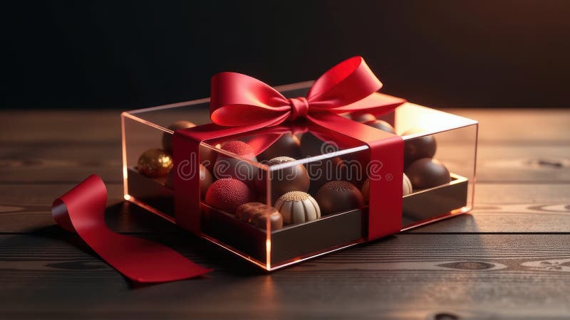 Elegant Box of Assorted Chocolates with Red Ribbon Stock Illustration ...