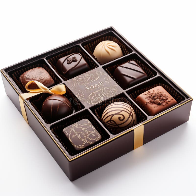 Elegant Box of Assorted Gourmet Chocolates Stock Illustration ...