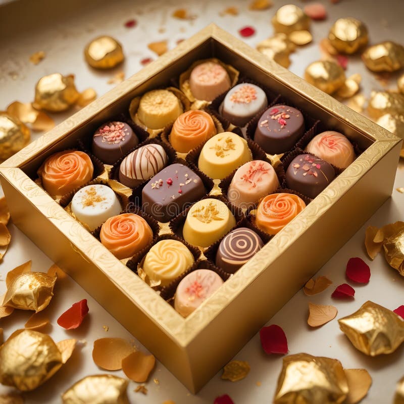 Elegant Box of Chocolates with Multiple Chocolates Stock Illustration ...