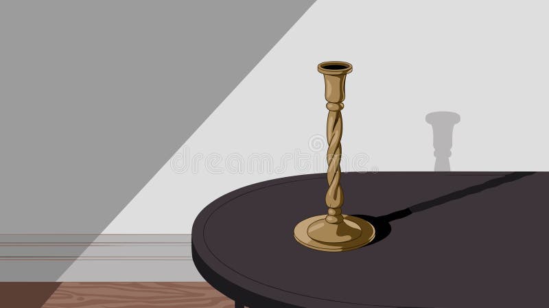 Elegant Brass Candle Holder on a Dark Table Stock Vector - Illustration ...