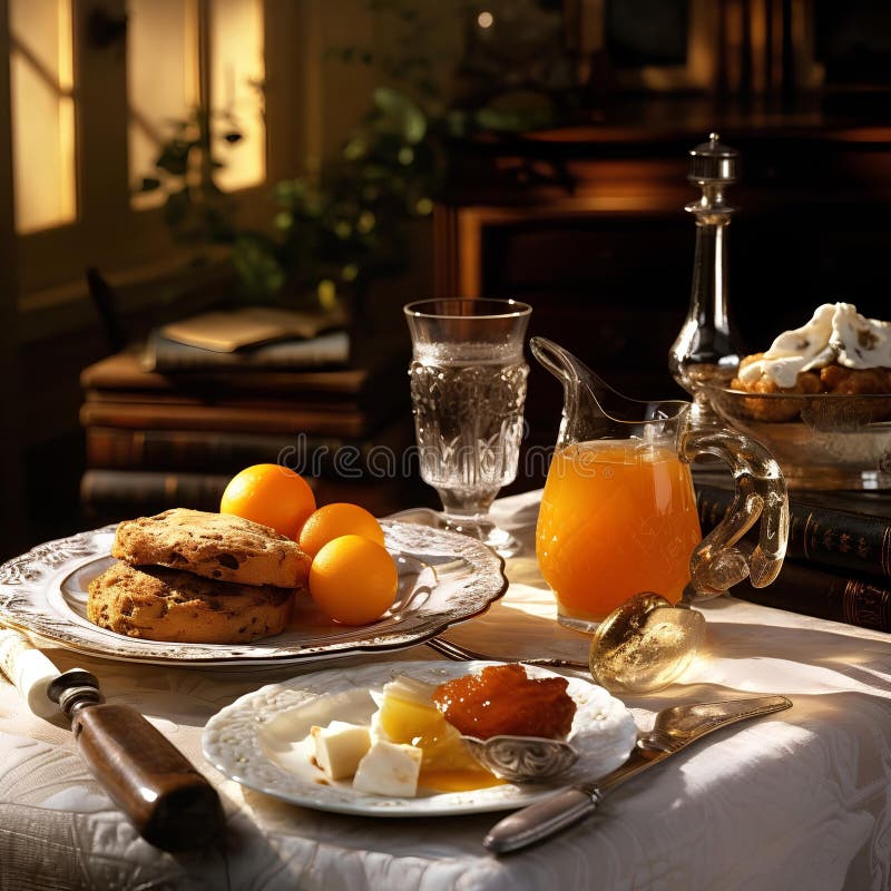 Elegant Breakfast with Sandwich and Tea Stock Image - Image of ...