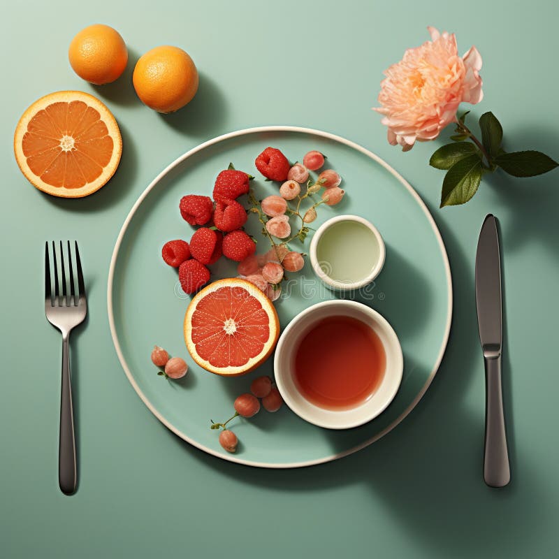 Elegant Breakfast Table Setup, Flat Design, Top View, Calm Morning ...