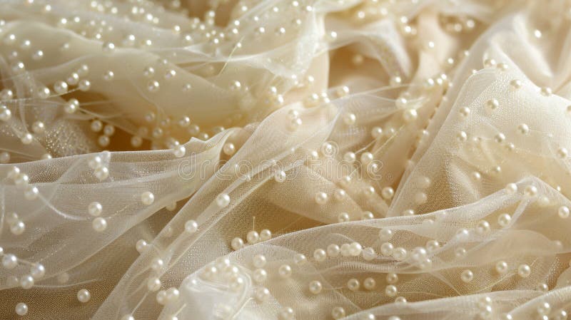 Elegant Beige Pearl Embroidered Sheer Fabric Texture Lace Soft Dress ...