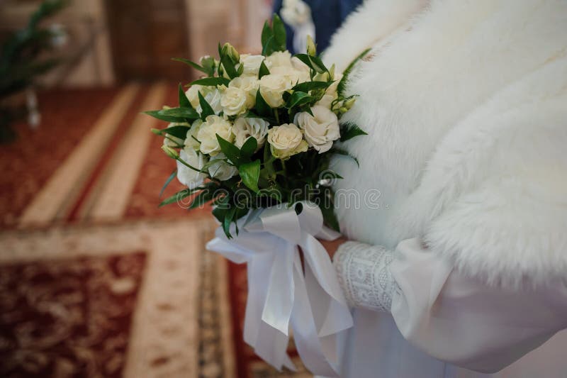 Elegant Bridal Bouquet with White Roses and Greenery in a Romantic ...