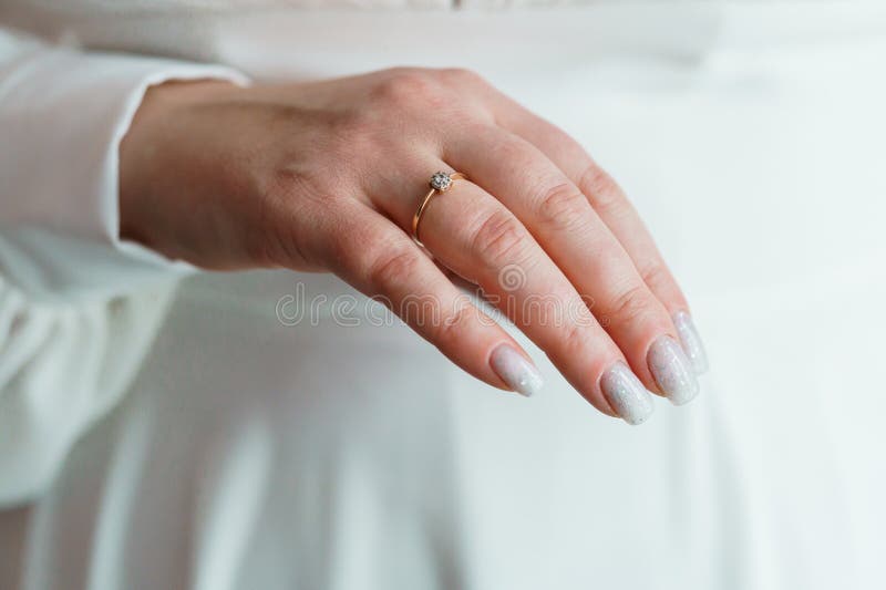 Elegant Bridal Hand with Sparkling Ring and Manicured Nails Stock Image ...
