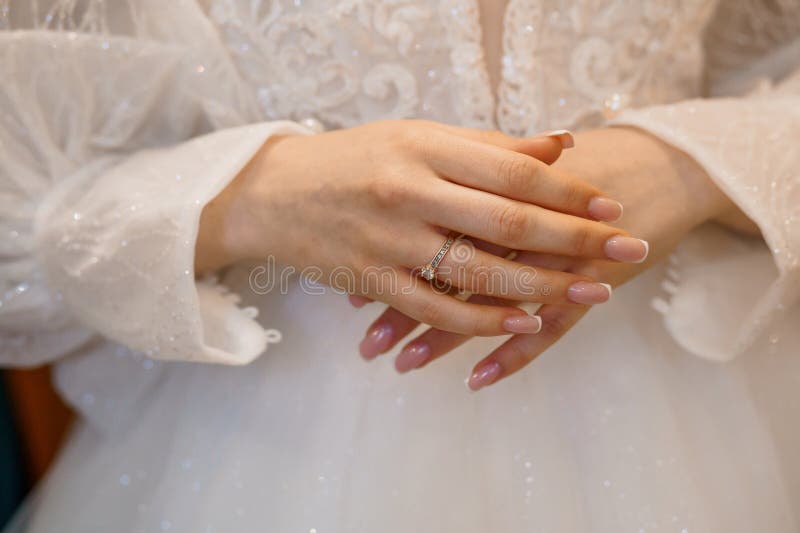 Elegant Bridal Hands with a Sparkling Ring Stock Photo - Image of ...