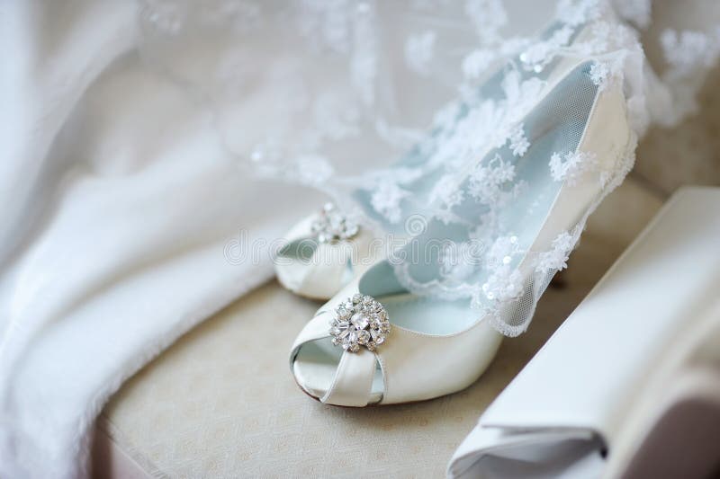 Elegant bridal shoes stock photo. Image of wedding, shoe - 17899636