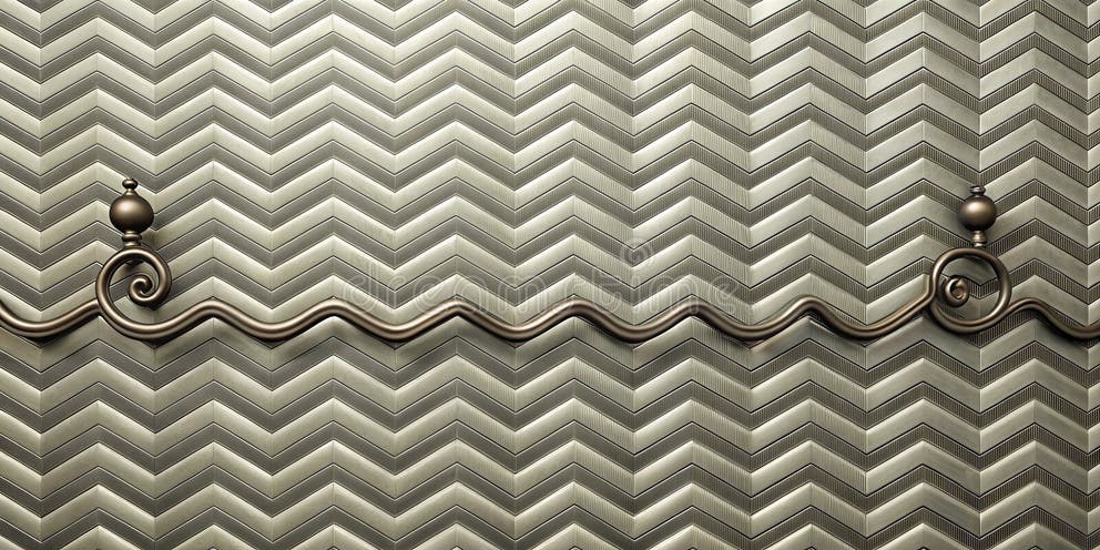 Elegant Bronze Curve Accent on Herringbone Tile Background. Generative ...