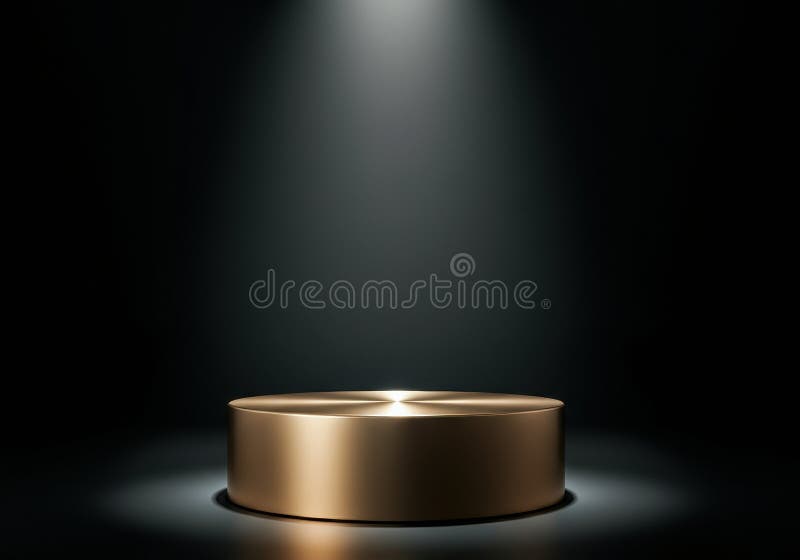 Elegant Bronze Podium Illuminated by Soft Spotlight in a Dark Setting ...
