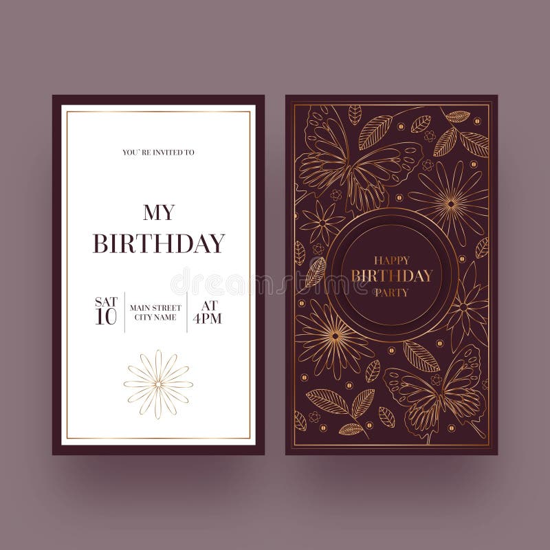 Elegant Brown Birthday Card Template Vector Design Illustration Stock ...