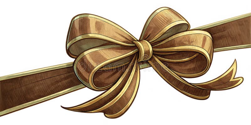 Elegant Brown Bow with Gold Trim on White Background Stock Photo ...