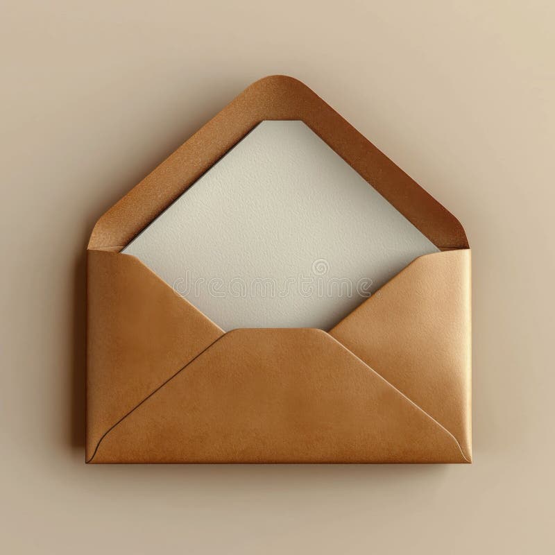 Elegant Brown Envelope with Open Flap, Showcasing Blank Interior Stock ...