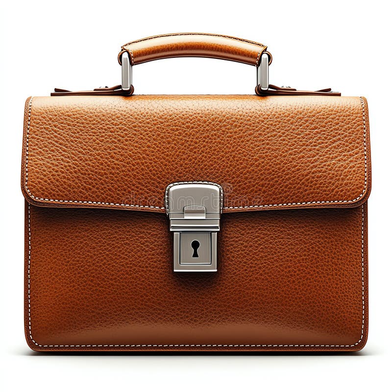Elegant Brown Leather Briefcase with a Secure Lock Design Stock ...
