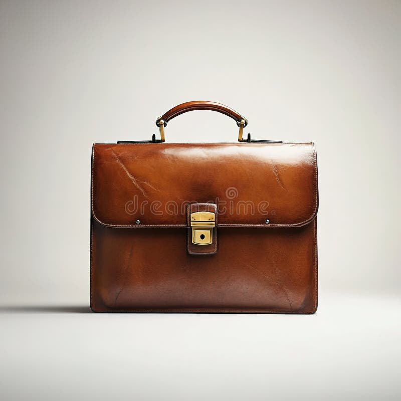 Elegant Brown Leather Briefcase in a Simple Studio Setting Stock ...