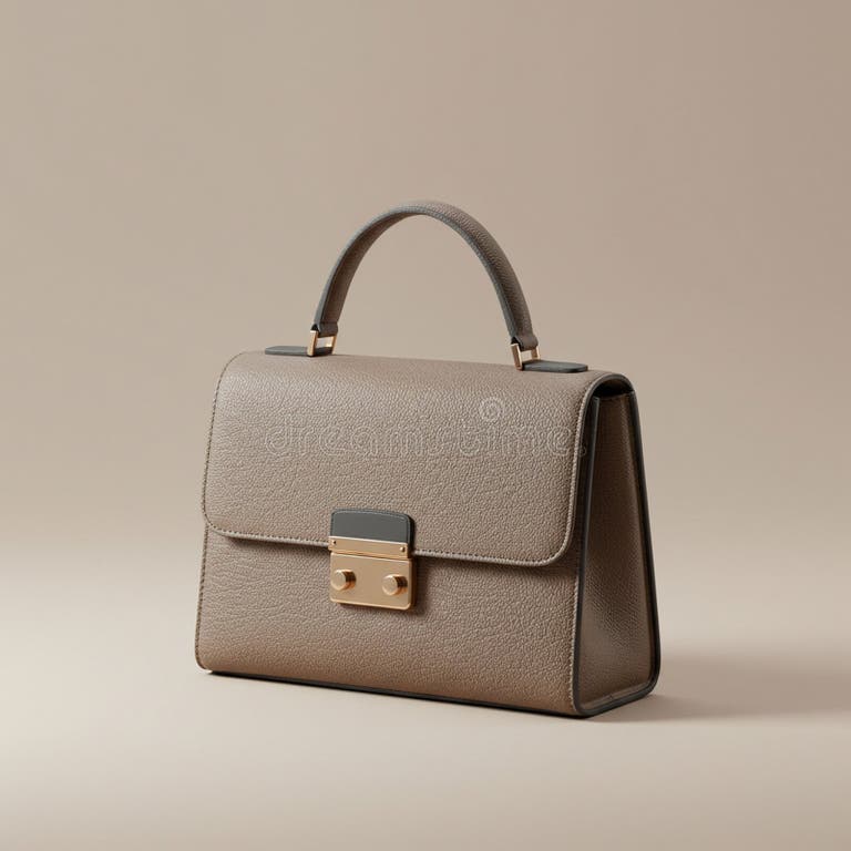 Elegant Brown Leather Handbag with a Structured Rectangular Shape ...