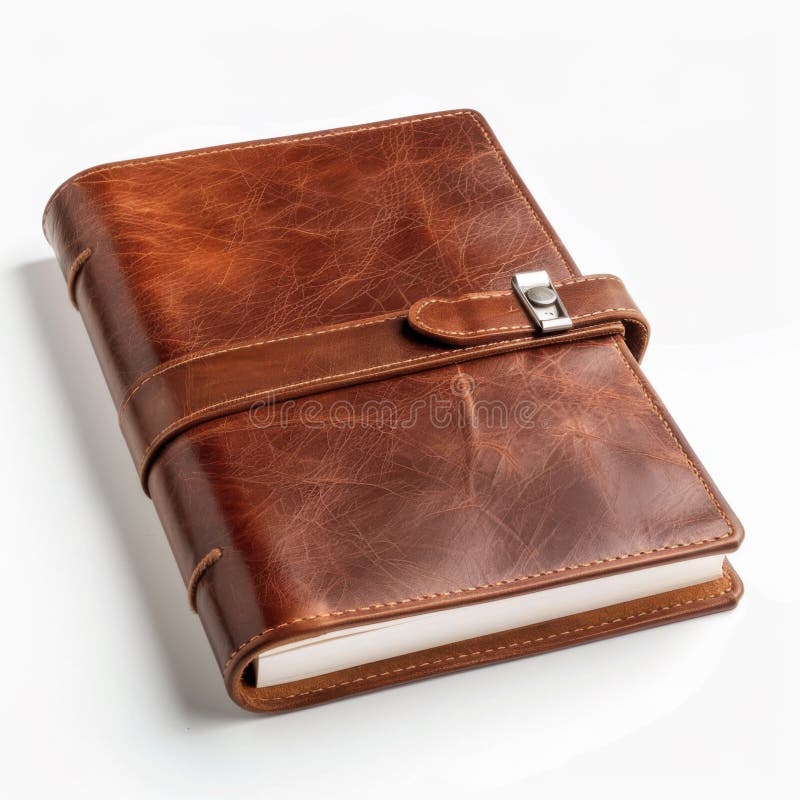 Elegant Brown Leather Journal Closed with a Secure Clasp on a White ...