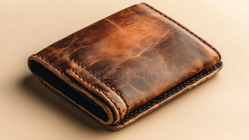 Elegant Brown Leather Wallet Resting on a Soft Surface for Display ...