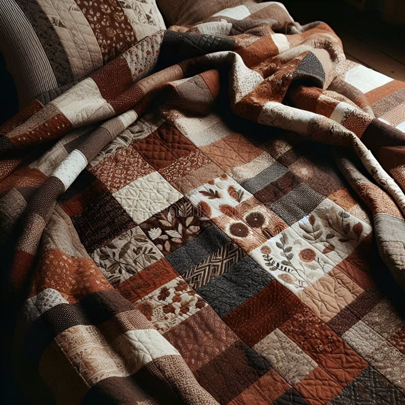 Elegant Brown Patchwork Throw: a Classic Blend of Fabrics, Generative ...