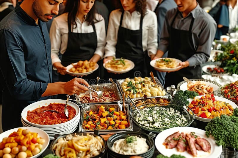 Elegant Buffet Spread at a Joyous Evening Gala. Generative AI Stock ...