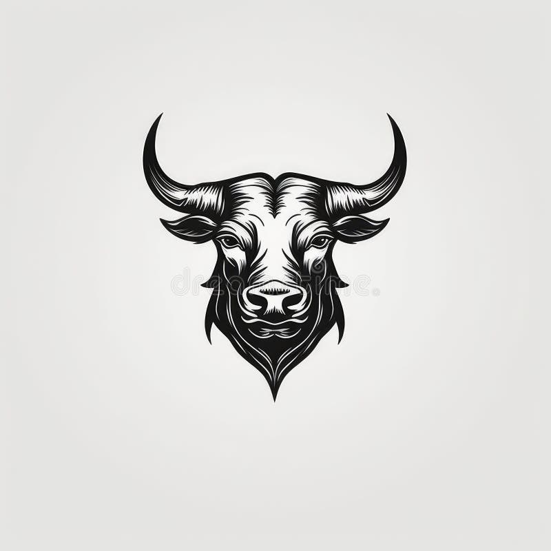 Elegant Bull Head Design on White Background for Home Decor. Stock ...