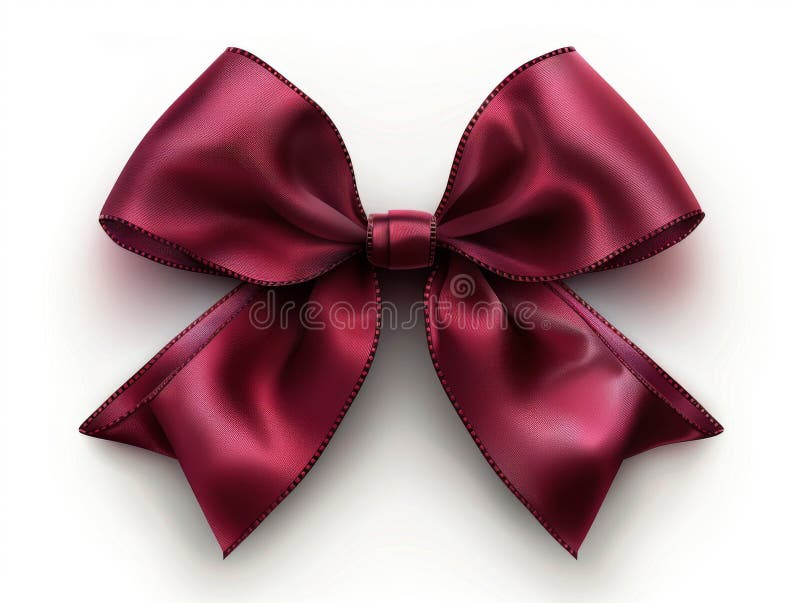 Elegant Burgundy Satin Gift Bow Isolated on White Background Stock ...